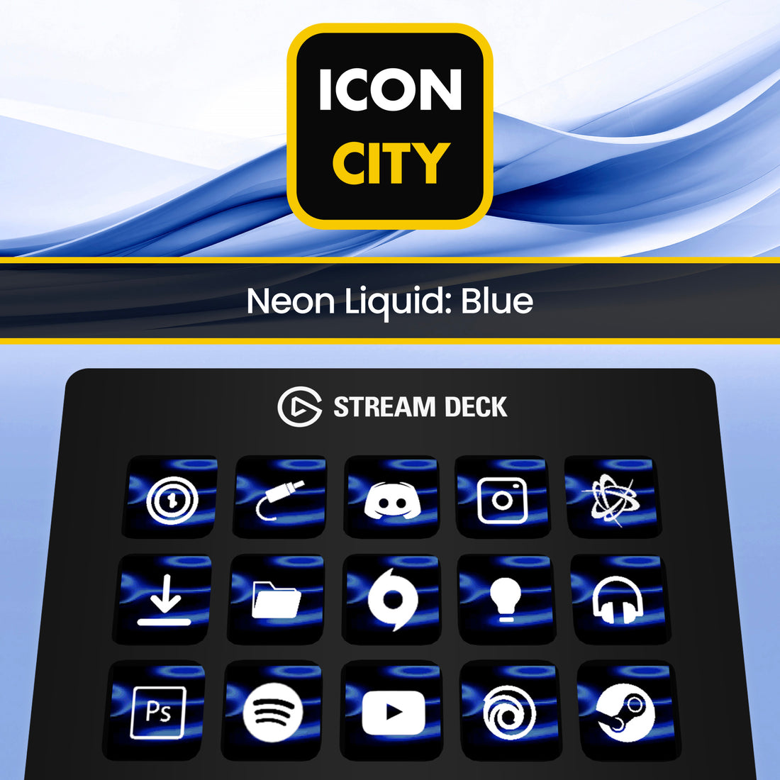 Neon Liquid: Blue - 60 Animated Icons for Elgato Stream Deck – iConCity.com