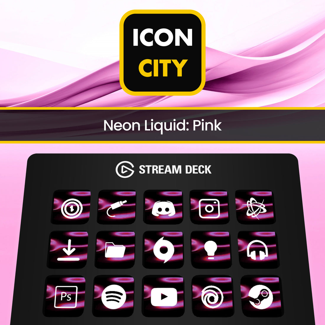 Neon Liquid: Pink - 60 Animated Icons for Elgato Stream Deck – iConCity.com